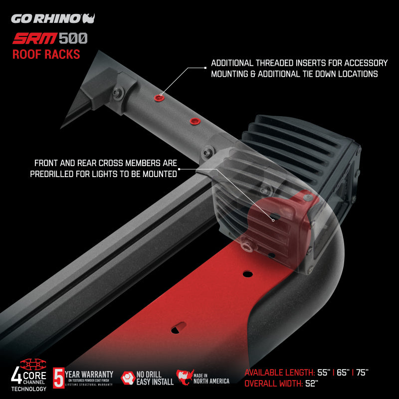 Go Rhino SRM 500 Flat Rack 35in. - Tex. Blk (Incl. Clamps - Mounts to ...